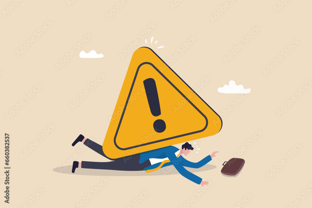 Caution or mistake attention, risk alarm with exclamation point symbol ...