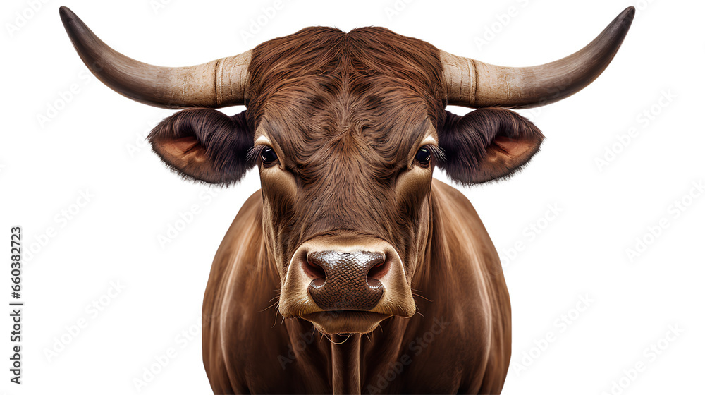 Toro on the floor. brown bull. Front view. Isolated on Transparent ...