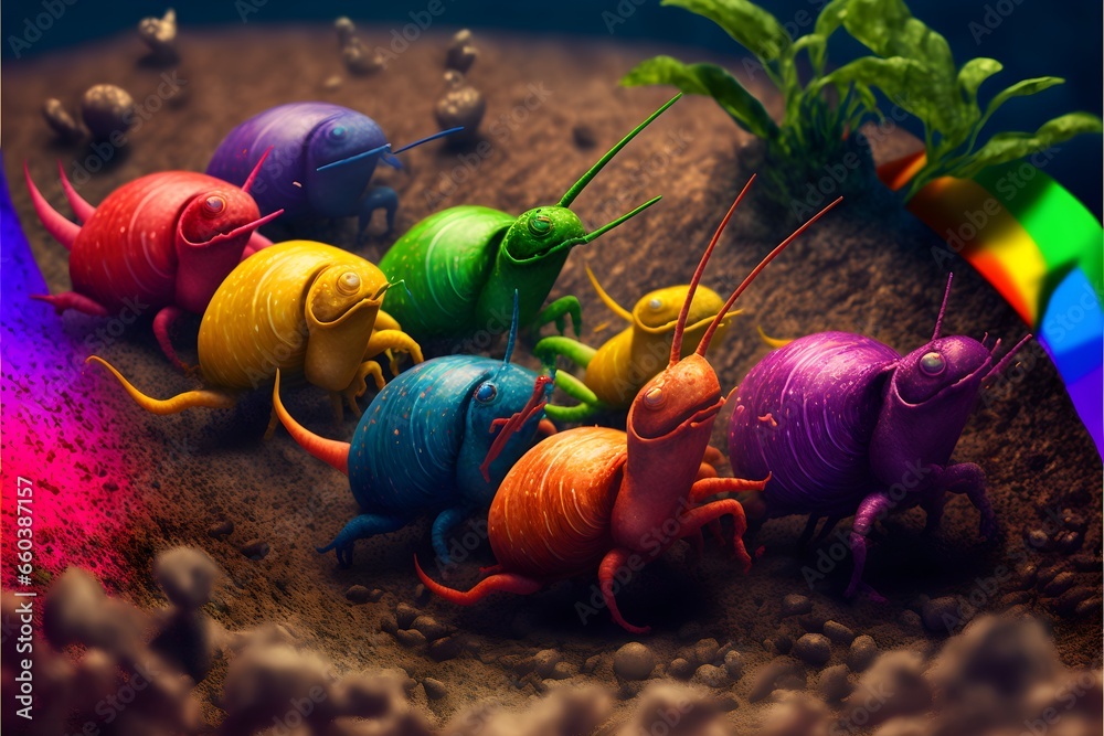 A group of Evolved humanoid Rainbow Peppers fighting a group of Evolved ...