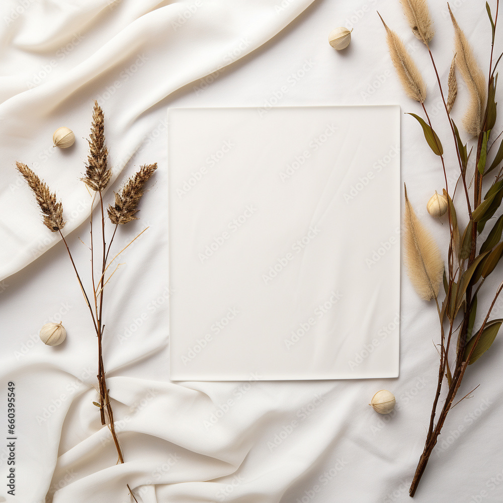 Simple modern background for product mockups, cheese cloth, eucalyptus ...