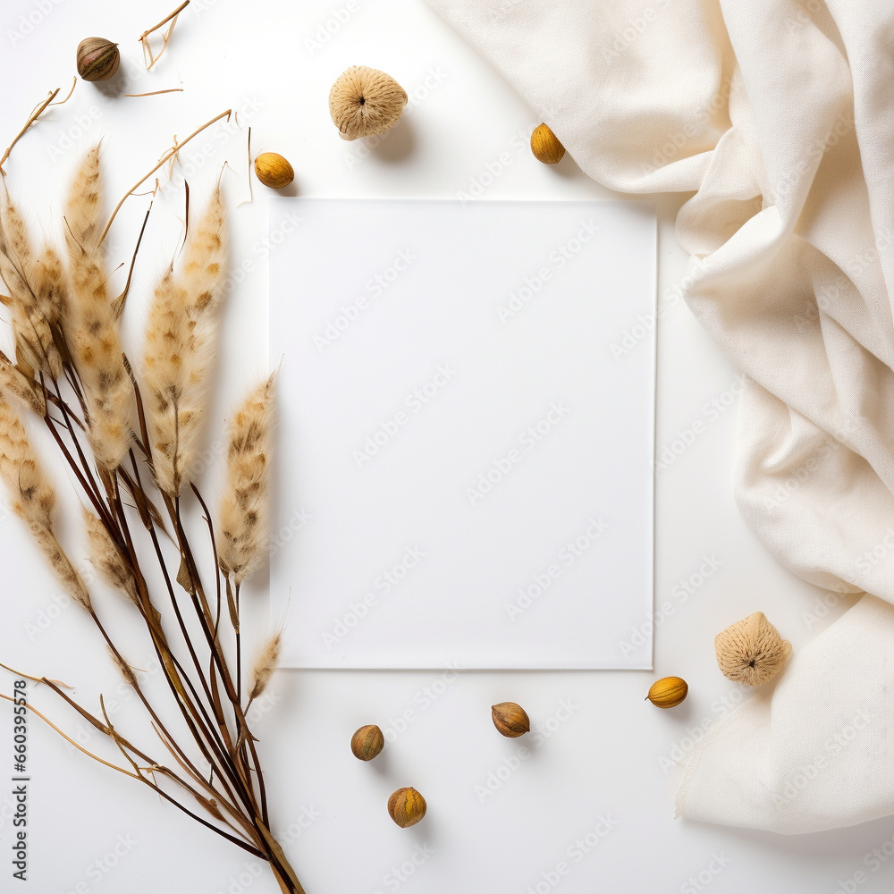 Simple modern background for product mockups, cheese cloth, eucalyptus ...