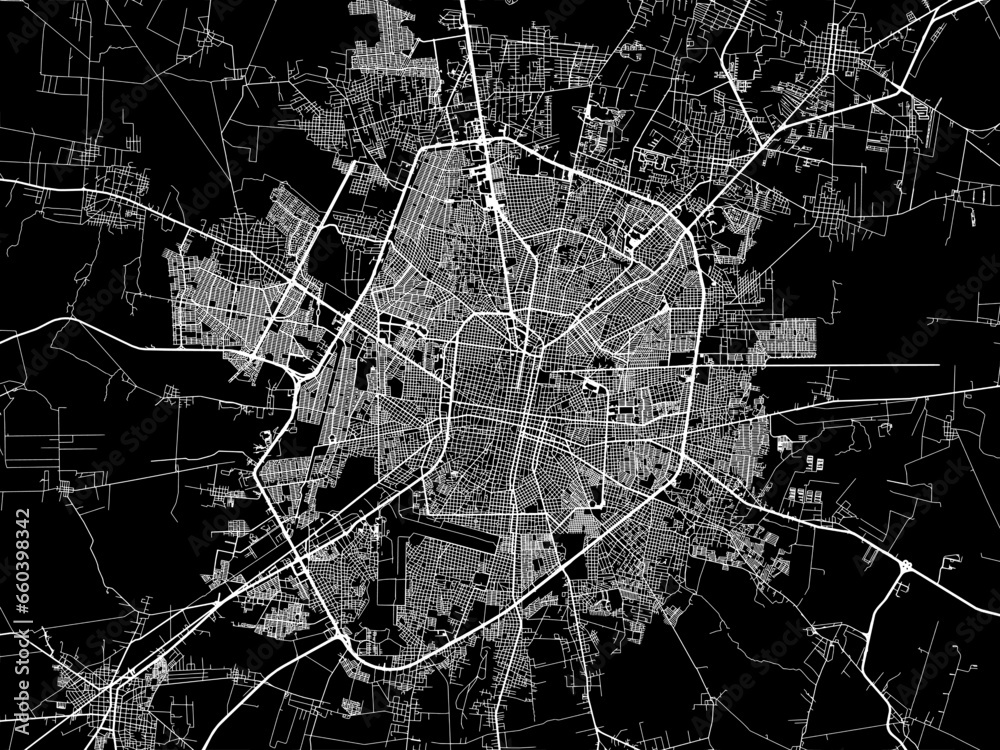 Vector road map of the city of Merida in Mexico with white roads on a ...