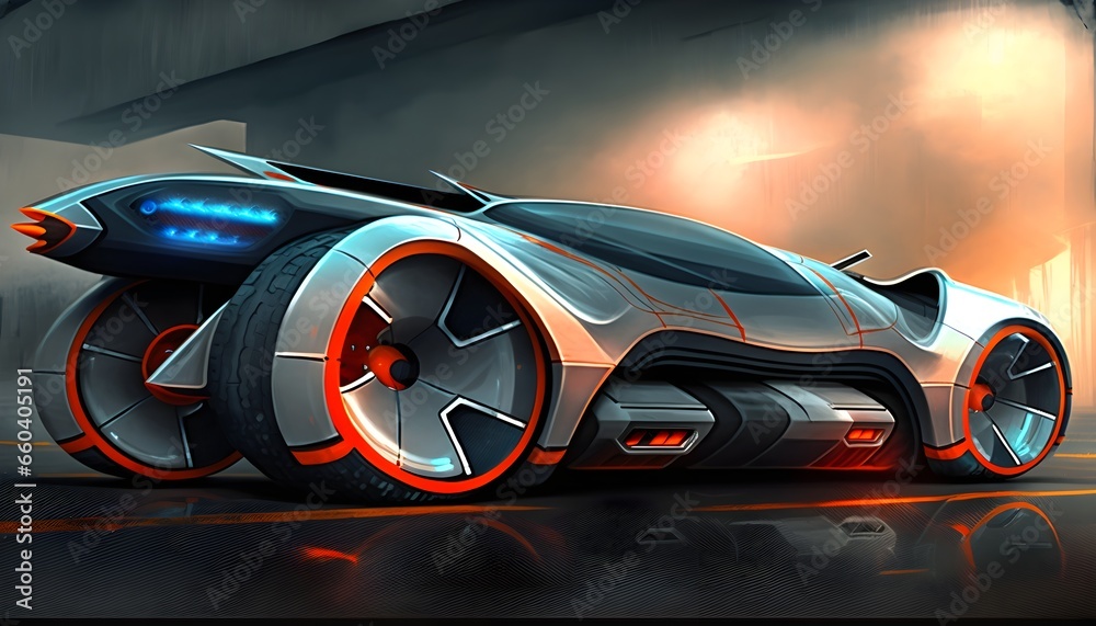 futuristic concept car corvette 2075 symmetric photorealistic detailed ...