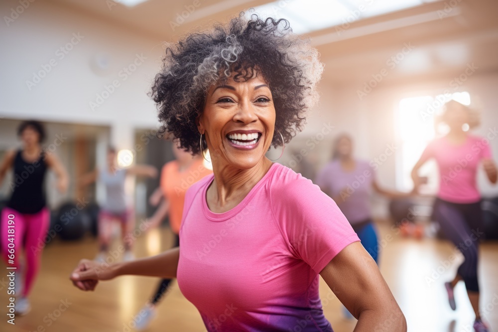 Sports portrait photography of a serious mature woman dancing in a ...