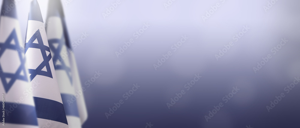 Flag of Israel with mourning ribbon on dark background. Mourning ...