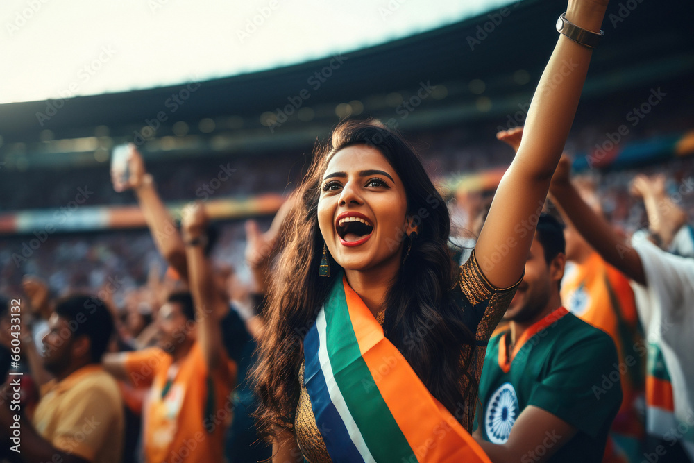 Young girl screaming by showing hand gestures and signs while watching ...