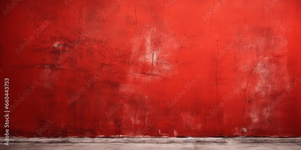 Red and rough texture background with blank wallpaper. Worn wall and ...