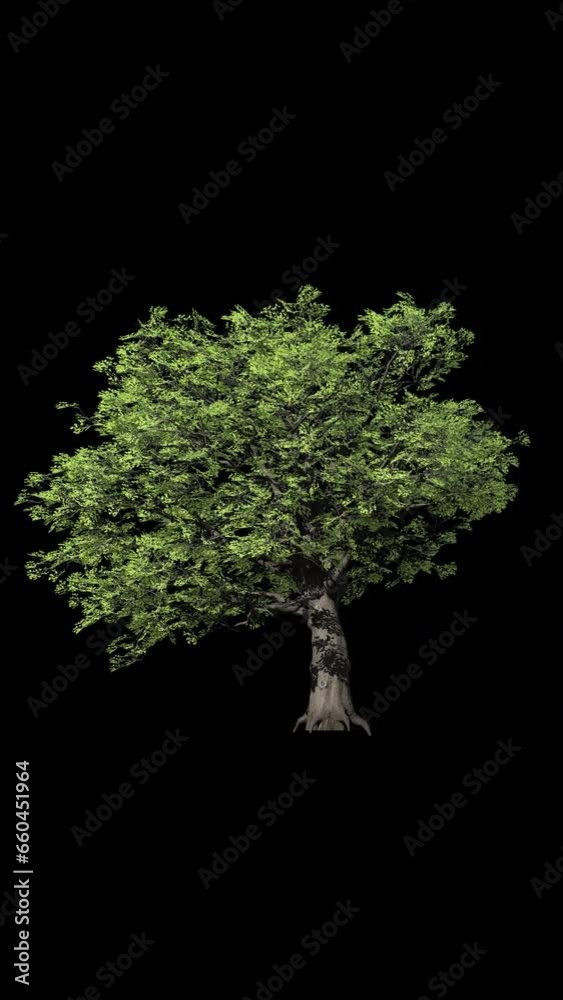 Beautiful Oak tree animation in windy condition. 3D animated realistic ...
