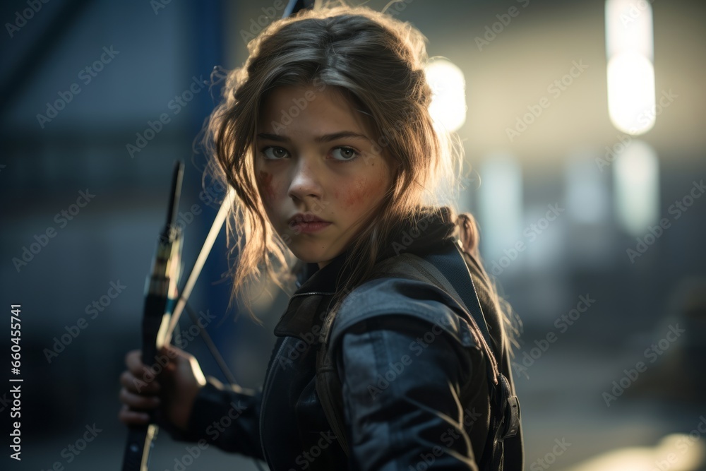 Medium shot portrait photography of a tired kid female practicing ...