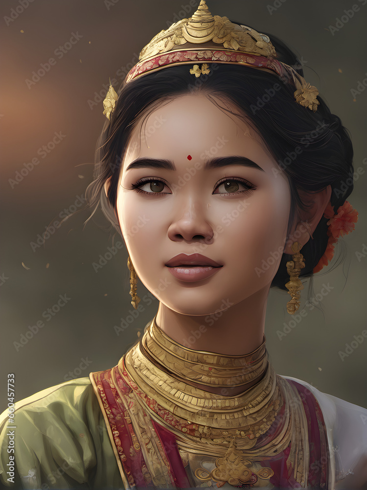 Graceful Elegance: Beautiful Burmese Woman in Myanmar Traditional ...