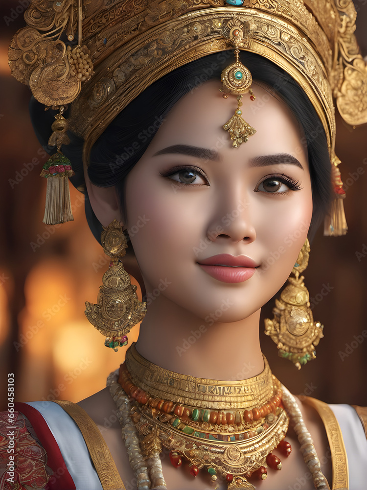 Elegance of Myanmar: Beautiful Burmese Woman in Traditional Attire ...
