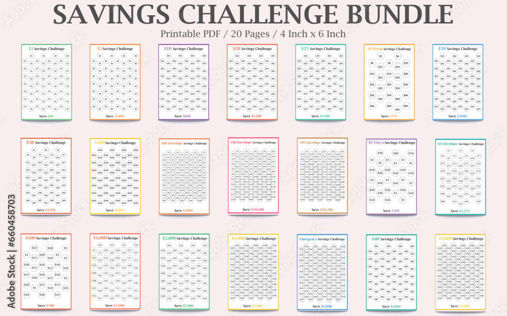 Savings Challenge Bundle,A6 Mini Savings Trackers,Money Saving ...