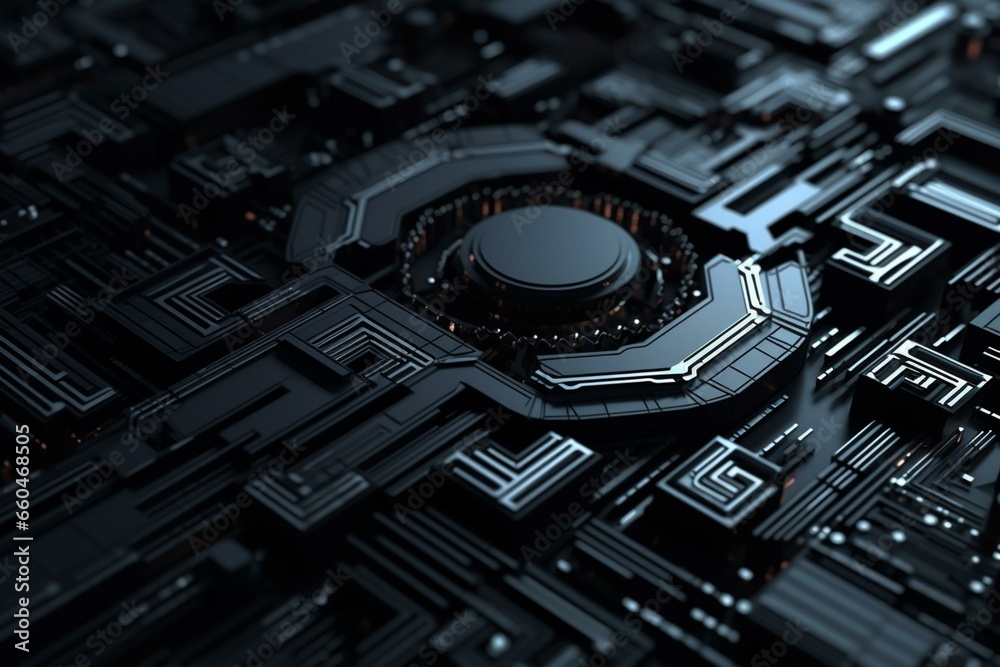 3D technology background with dark theme. Generative AI Stock ...