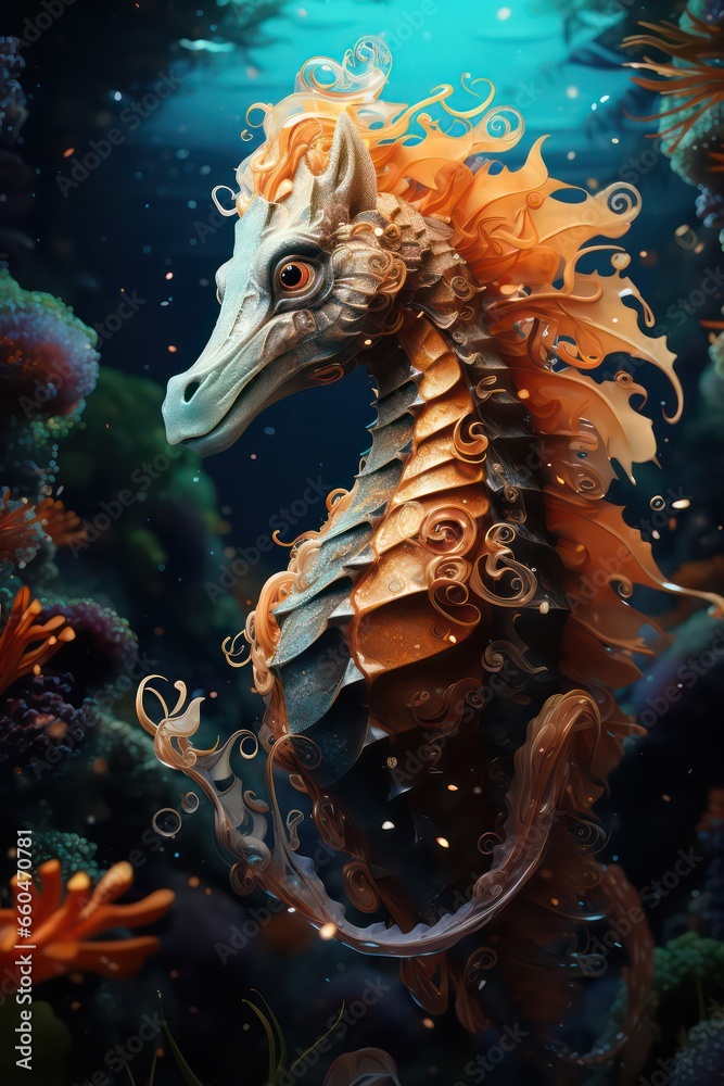 cartoon seahorse Stock Illustration | Adobe Stock