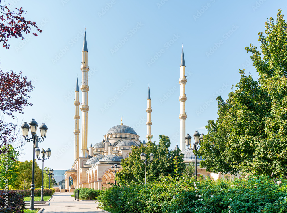 Grozny, Russia. Heart of Chechnya im. Akhmat-Khadji Kadyrov. Mosque ...