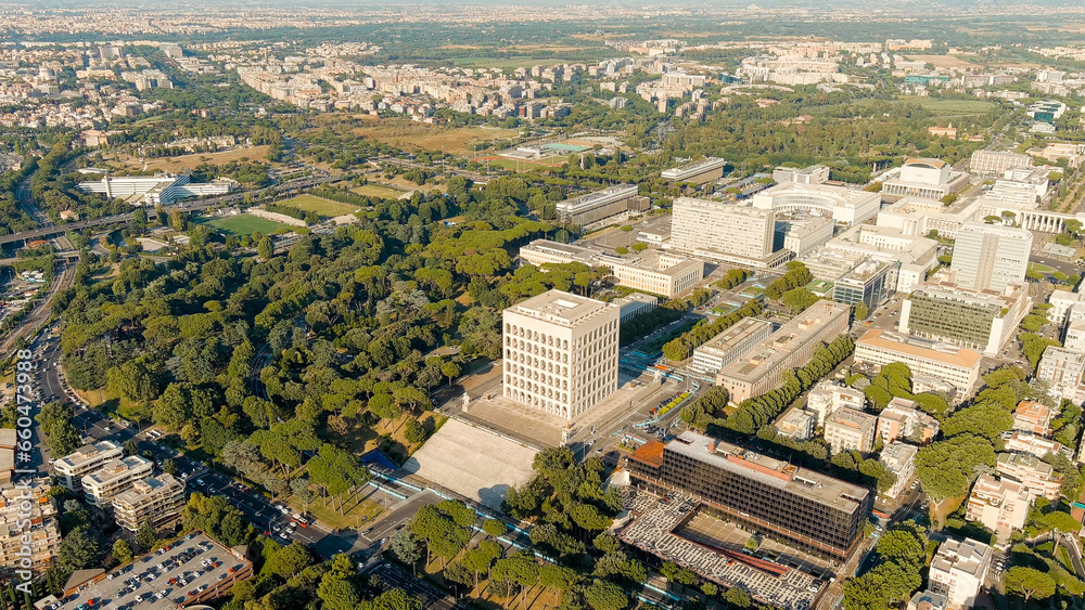 Rome, Italy. Quadrant Colosseum. Panoramic view. District EUR - Quarter ...