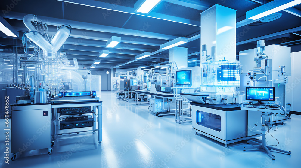 High-tech laboratory with advanced equipment inside a pharmaceutical ...