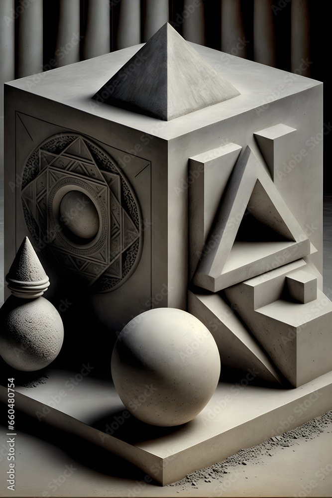 Five stacked geometric shapes a disk representing the element EARTH a ...