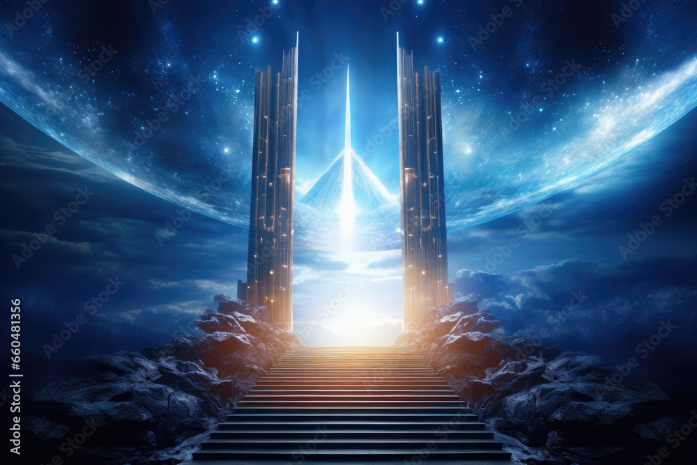 Futuristic looking gate to another world Stock Illustration | Adobe Stock