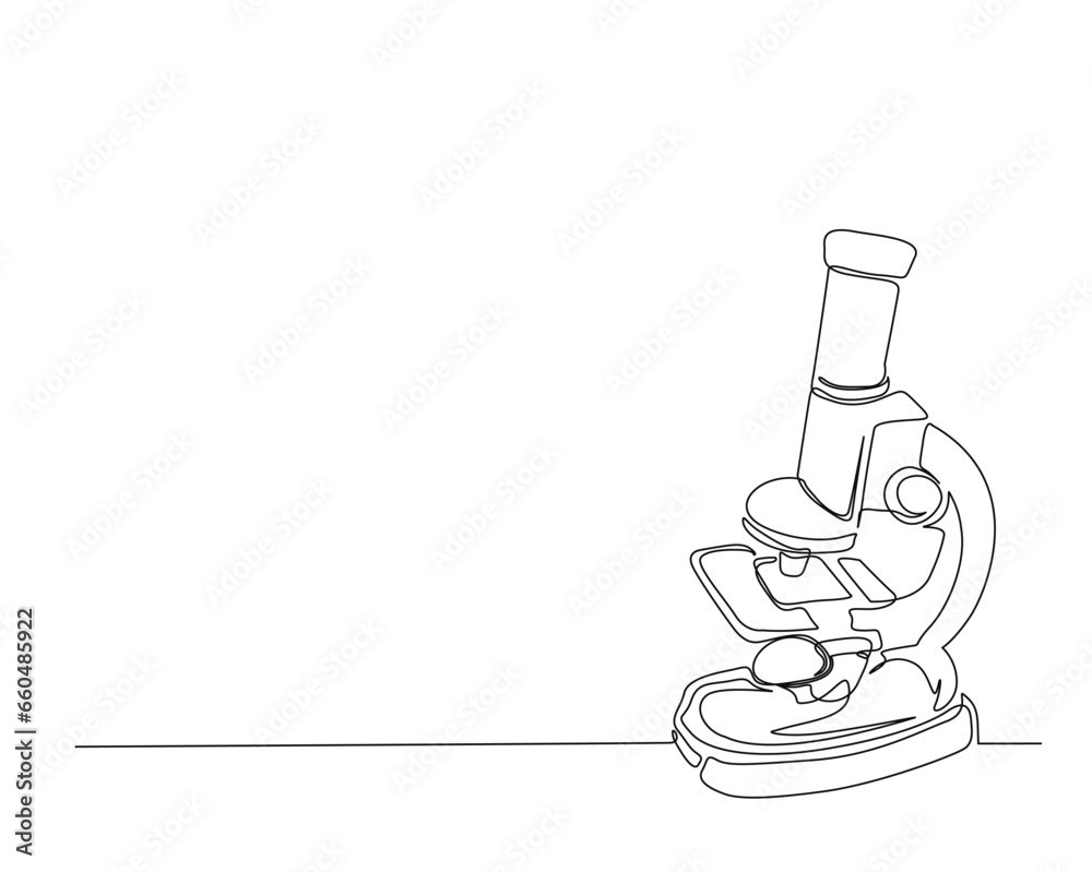 Continuous one line drawing of microscope labs. Microscope line art ...