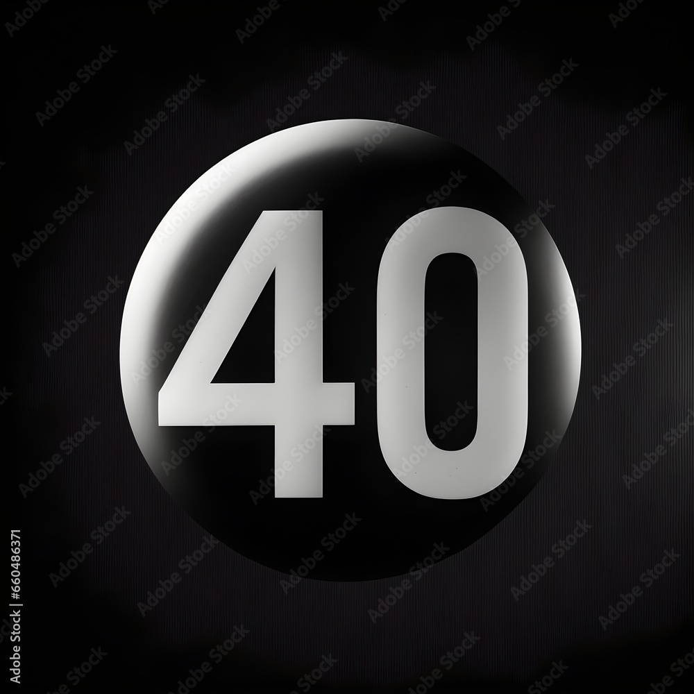 black and white logo of the number forty with the plus symbol 40 Stock ...