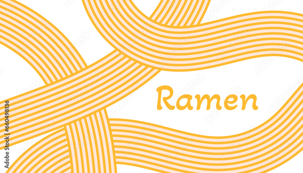 Hand drawn Asian noodle ramen background. Yellow color Japanese ...