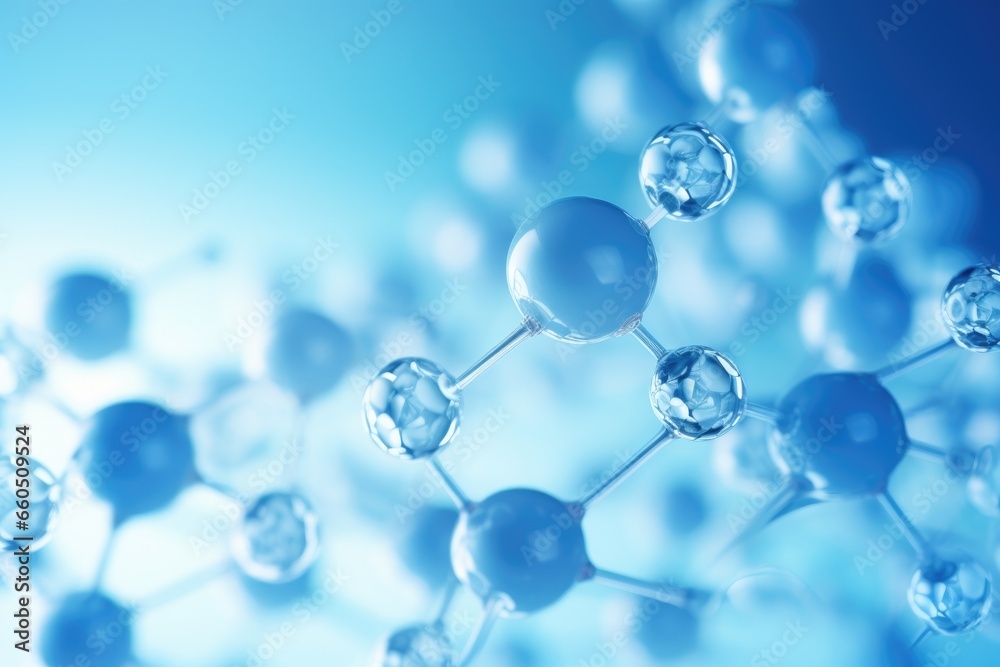 Liquid molecule and bubbles. Water molecules. Chemistry bonds ...