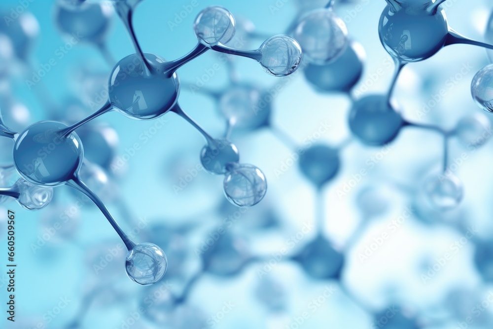 Liquid molecule and bubbles. Water molecules. Chemistry bonds ...