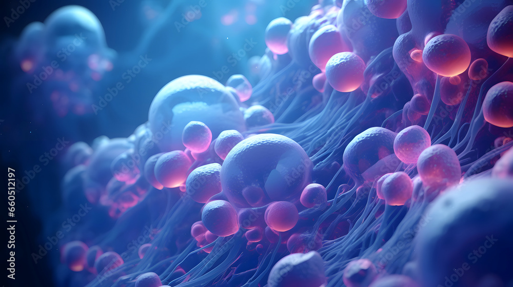 Bacterial Cells in Light Violet and Azure Background Stock Illustration ...
