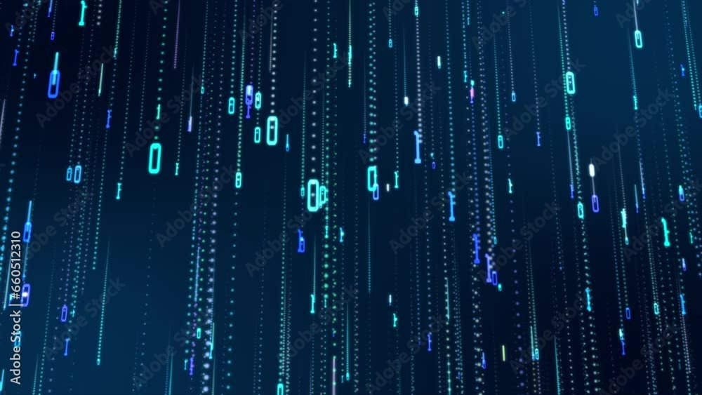 3D animation. Matrix code falling computer digital code rain background ...