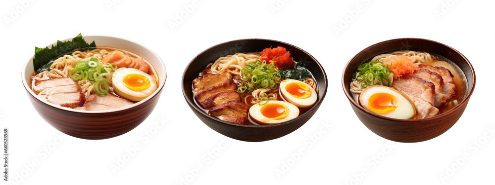 Set of ramen traditional for japanese food in bowl isolated on ...