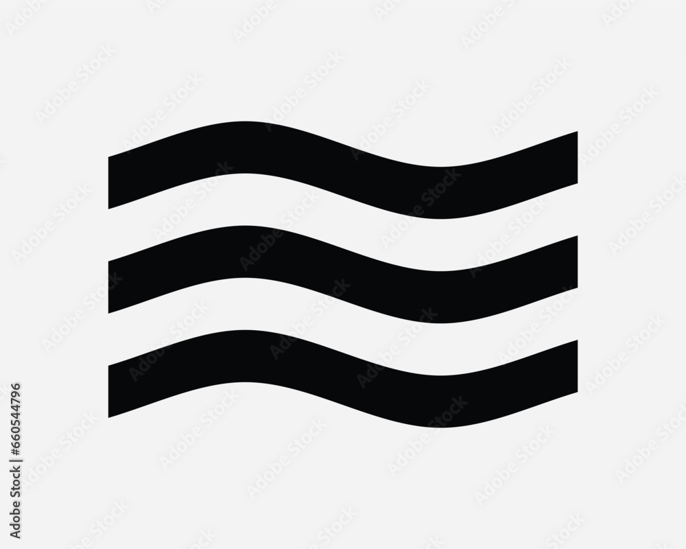 Wave Icon Waving Water Lines Tide Sea Ocean Aqua Lake River Tidal Storm ...
