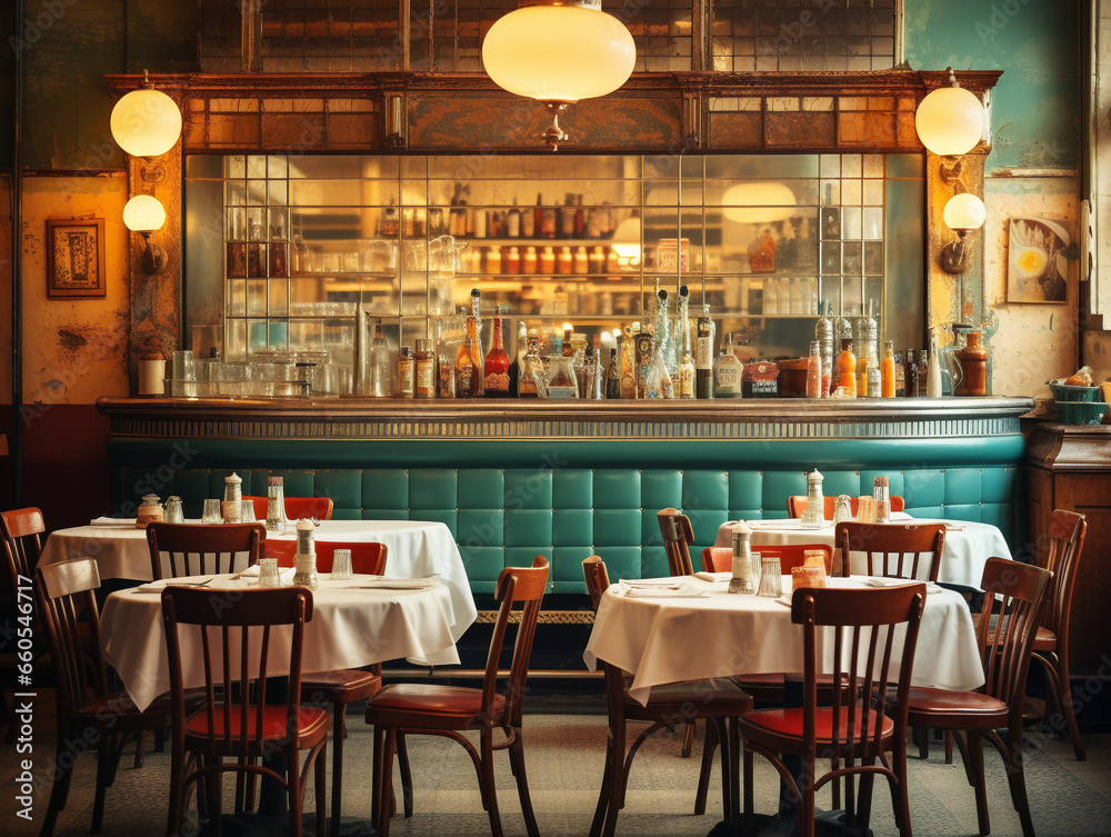 An image capturing the nostalgic ambiance of a classic 1950s-style ...