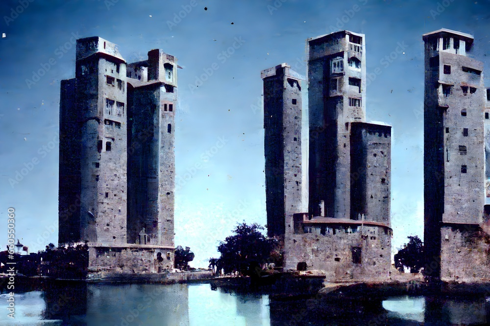 city of Dorothea four aluminum towers rise from its walls flanking ...
