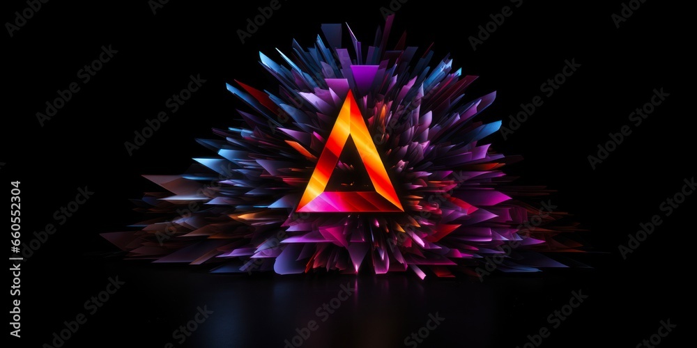 3D Adobe After Effects App Icon on Black Background with Copy Space ...