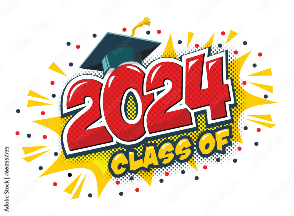 2024 class graduate header. Decorate congratulation for school ...