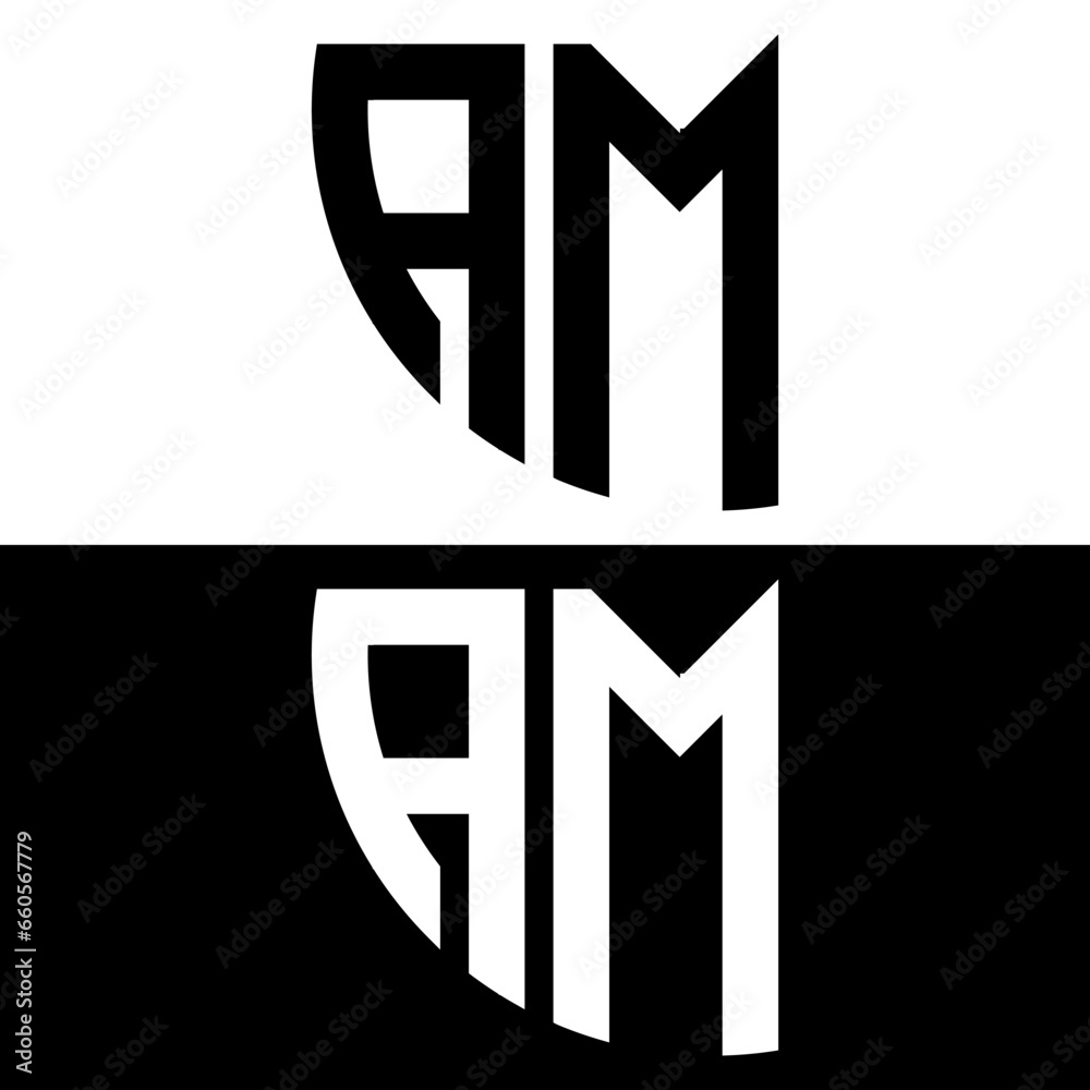 AM letter logo design with a circle shape. AM circle and cube shape ...
