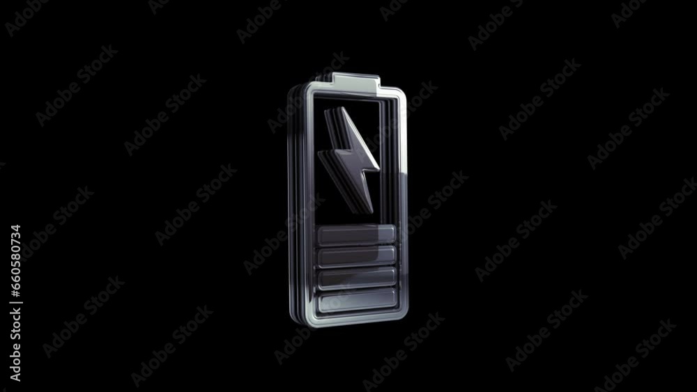 Battery charging energy and recharge power golden metal shine rotating ...