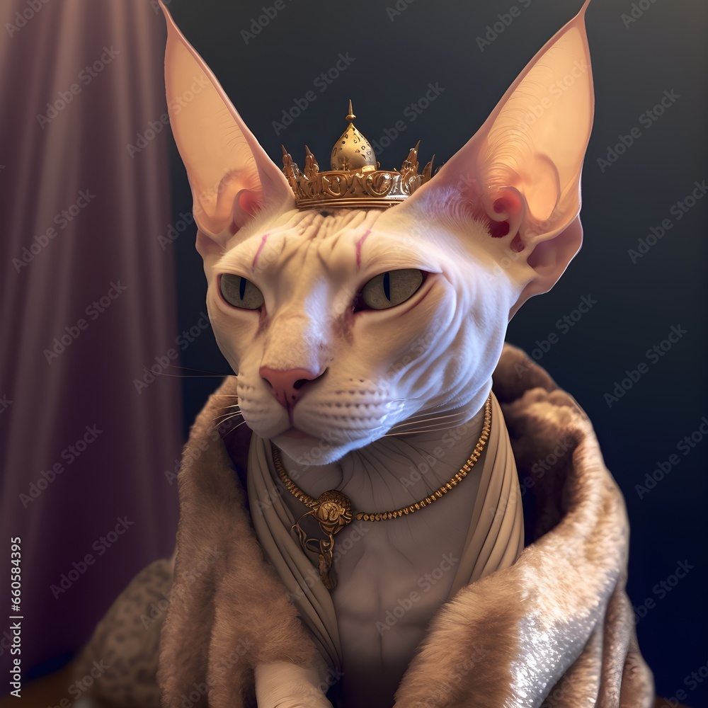 Illustrazione Stock Sphynx cat in Disney princess style animated style ...