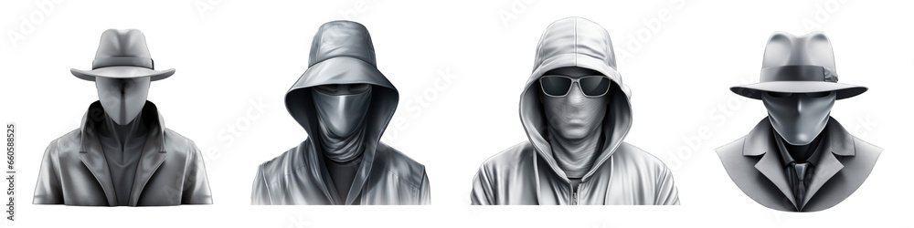 Gray Hat Hacker clipart collection, vector, icons isolated on ...