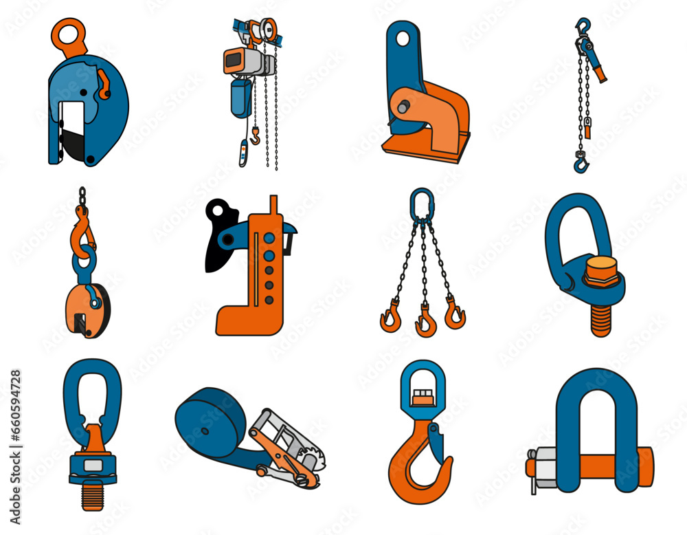 Lifting the load. Hooks and winches for moving and lifting cargo at a ...