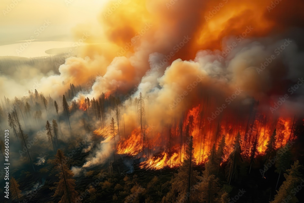 Aerial Photography Of Massive Forest Fire In Canada In , With Drones Top View Showcasing ...
