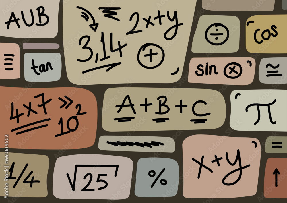 hand drawn math symbols on knitted wall. hand drawn math symbols ...