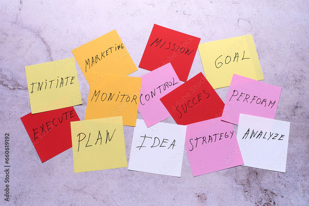 Sticky notes to share ideas. Brainstorming concept. Sticky note on the ...