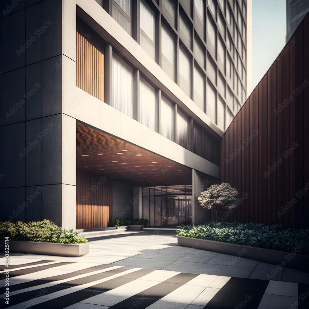 establishing shot angle photograph of a modern San Francisco hotel ...