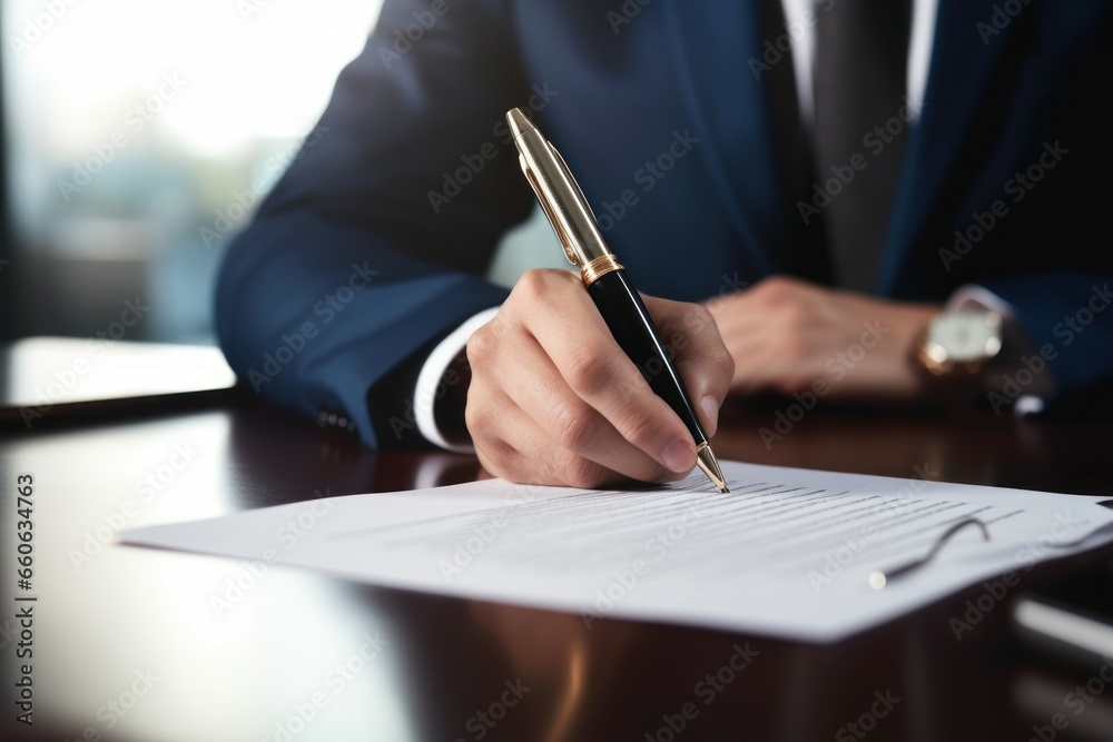 Official Hand signing contract. Document signature. Generate Ai Stock ...