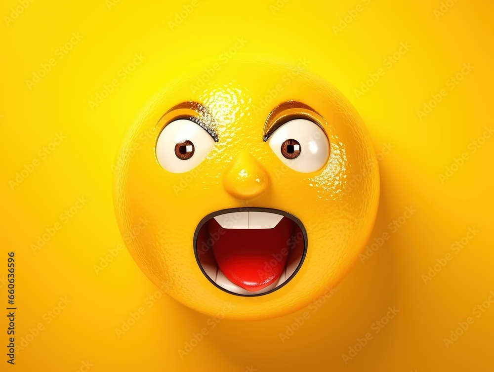 ภาพประกอบสต็อก Shocked, scared or startled emoji with mouth wide open ...