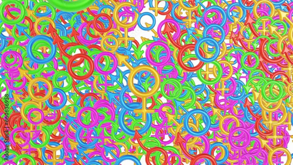 Background from lots of symbols of gender. Animated 4K background from ...