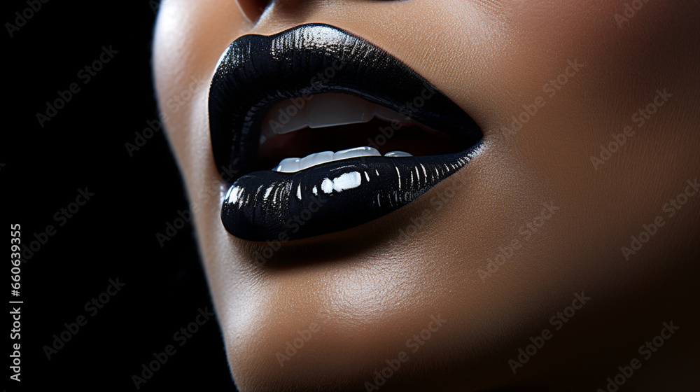 Lips painted black on the cover of 'LIPS'. Mysterio's Lips: Eclipse of ...