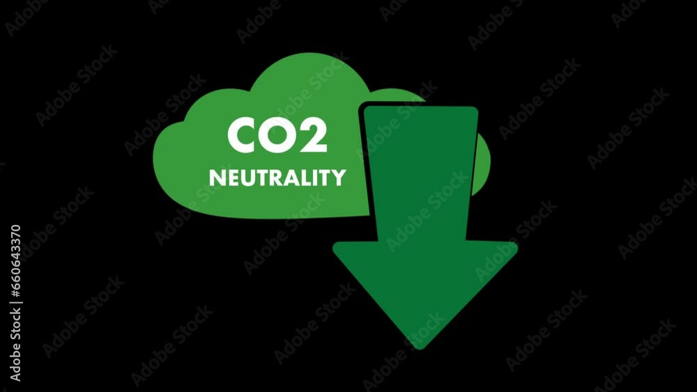 animation of green arrow pointing down with green CO2 cloud in the ...